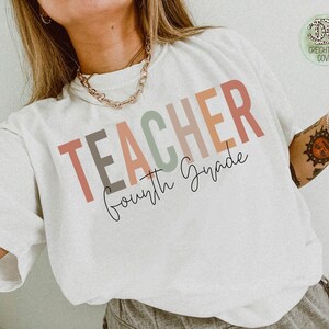 Retro Fourth Grade Teacher Sublimation Design | Retro Teacher Png ...