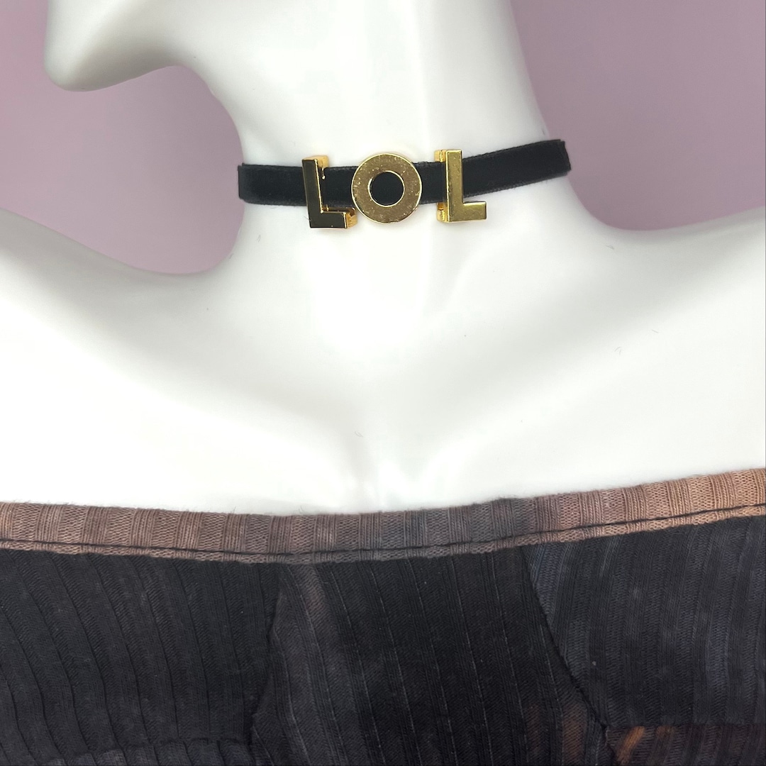 LOL Name Word Choker Stainless Steel & Velvet Choker Necklace Custom ...