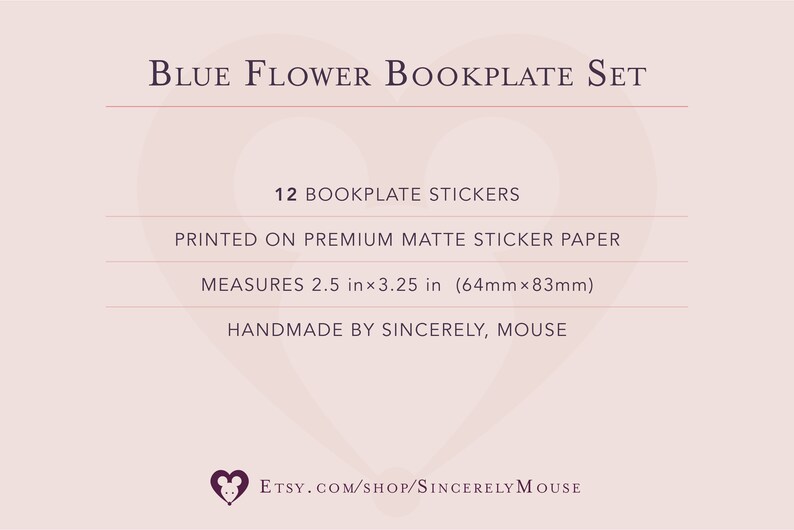 Blue Flower Bookplate Set 12 Stickers - Etsy