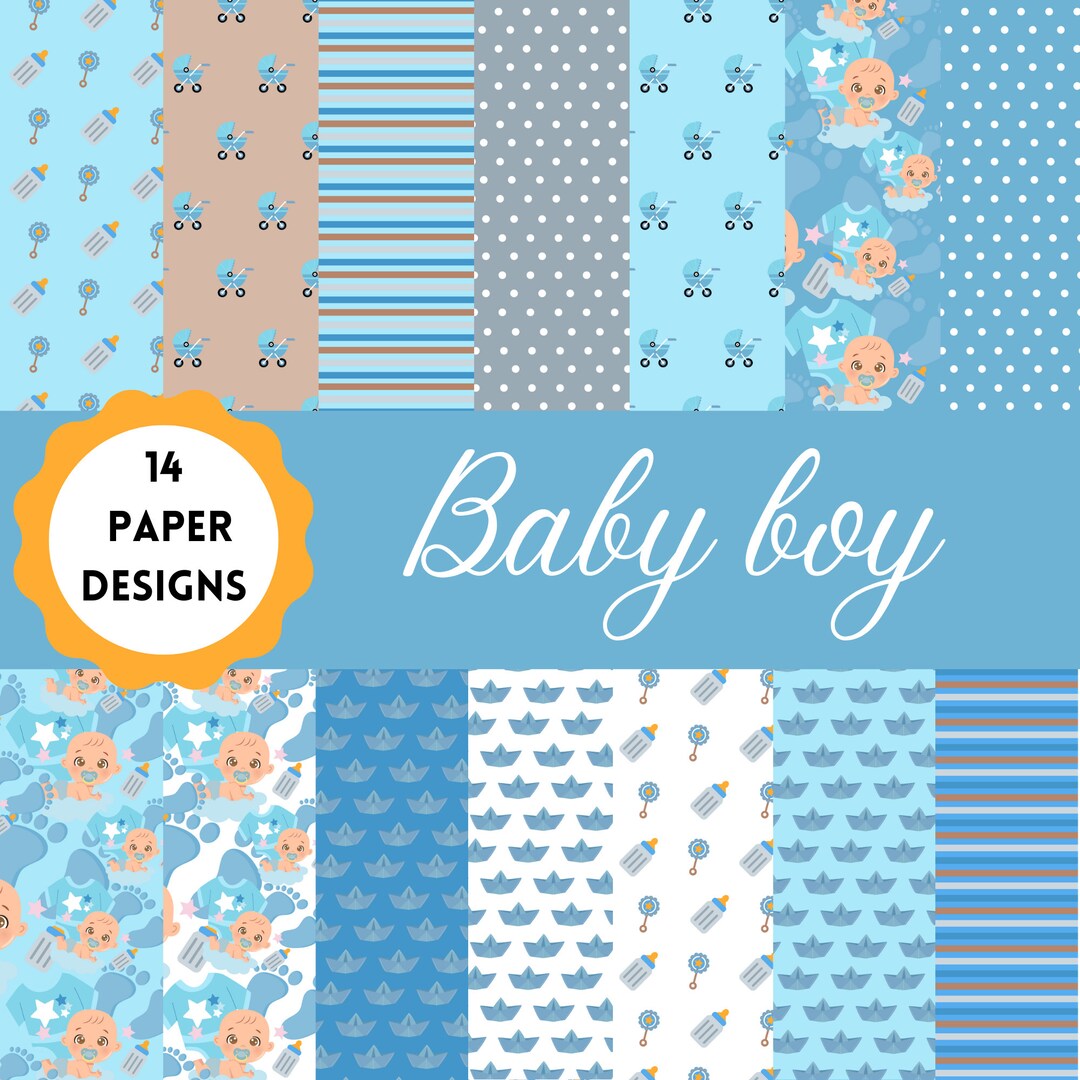 Baby Boy Digital Paper Pack Scrapbook Papers Baby Boy - Etsy