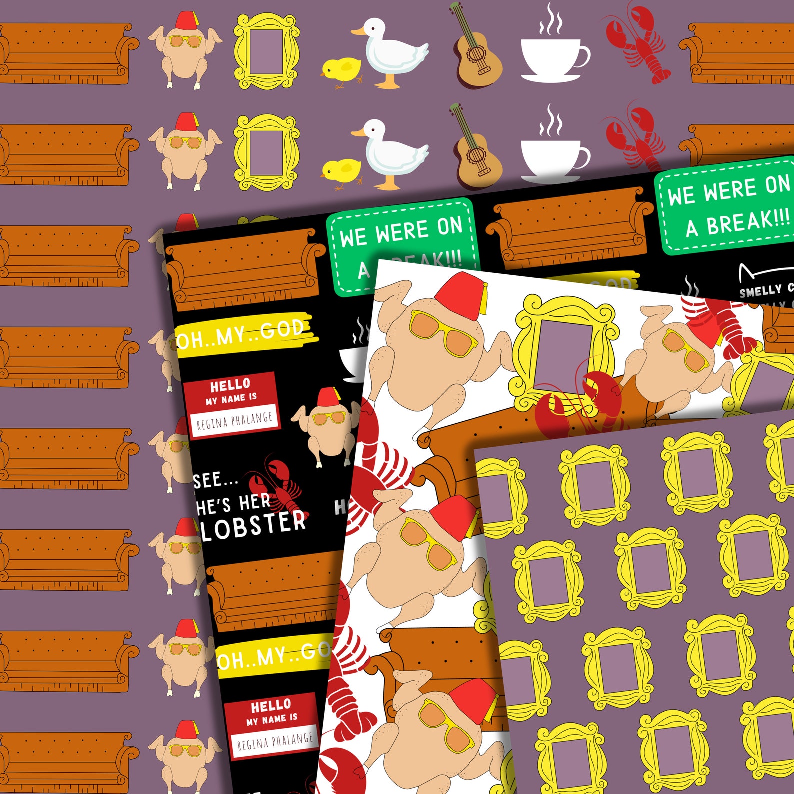 Friends Digital Paper, Friends Sitcom, 90's TV Show Patterns, Scrapbook ...