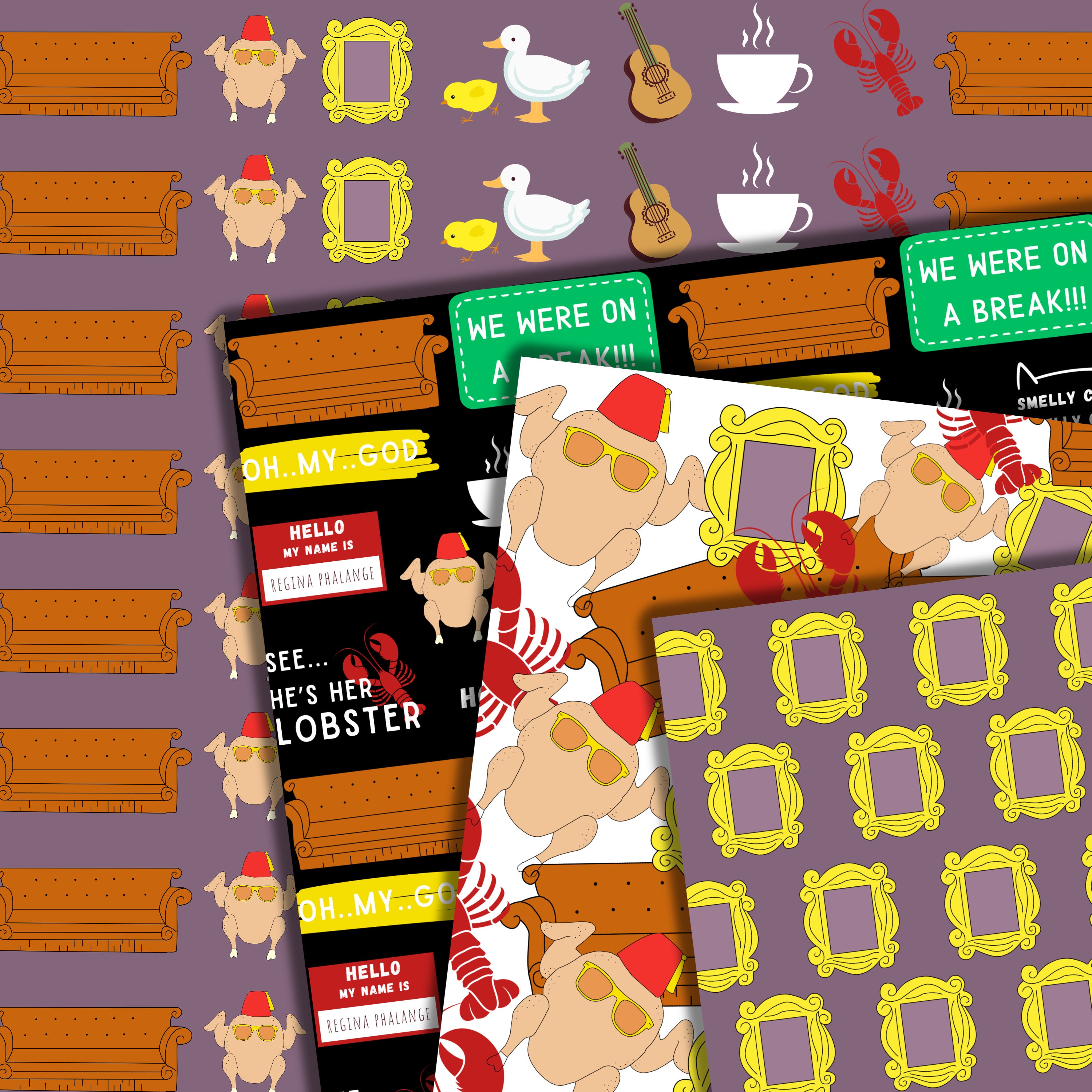 Friends Digital Paper, Friends Sitcom, 90's TV Show Patterns, Scrapbook ...