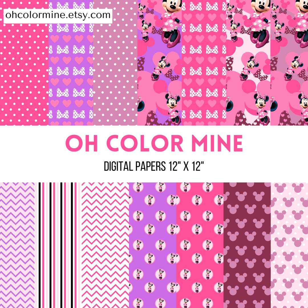 Minnie Mouse Digital Paper Pack, Scrapbook Papers, Minnie Wallpaper ...