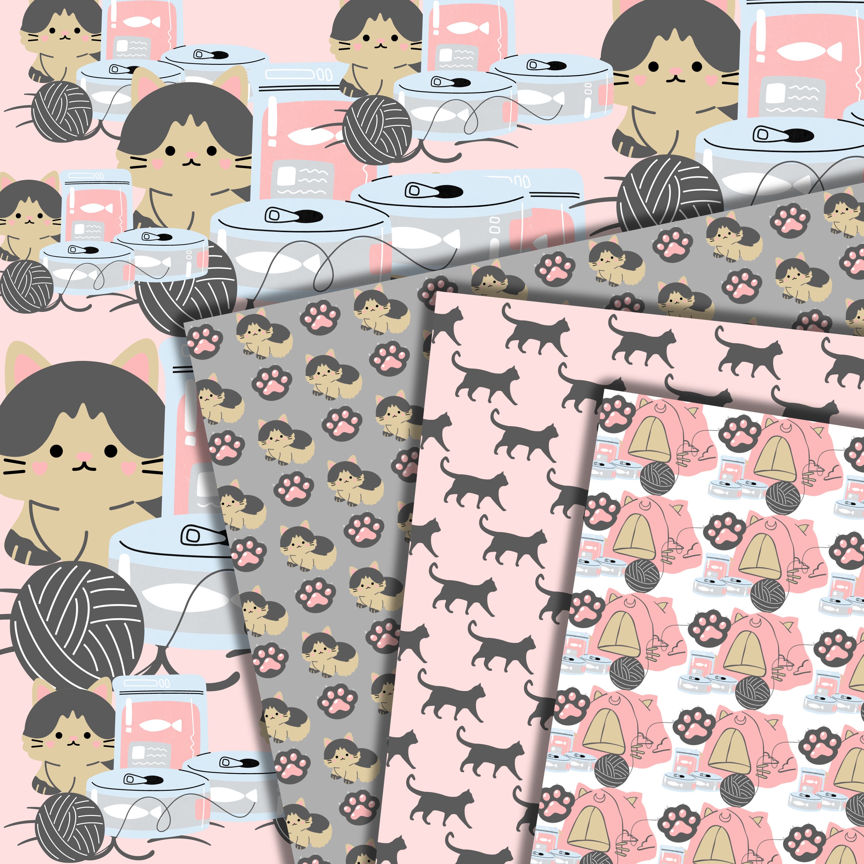 Cats Digital Paper Pack, Scrapbook Papers, Cats Wallpaper, Cats Clipart ...