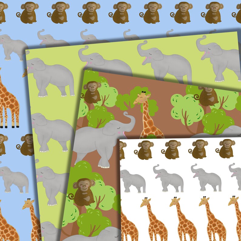 Jungle Digital Paper Pack, Scrapbook Papers, Jungle Wallpaper, Jungle ...