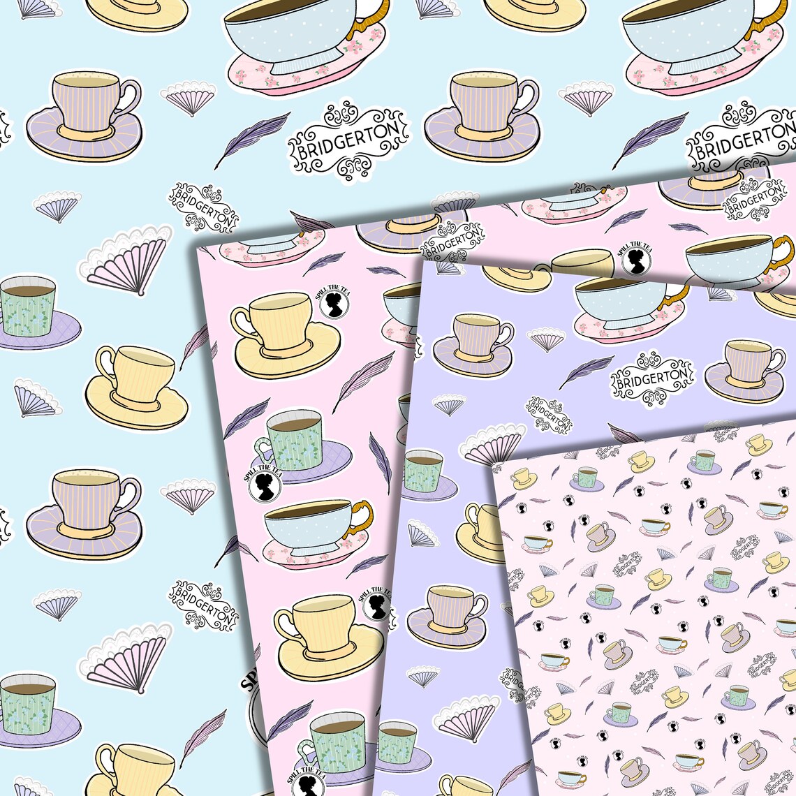 Bridgerton Digital Paper, Bridgerton Series, TV Show Patterns ...
