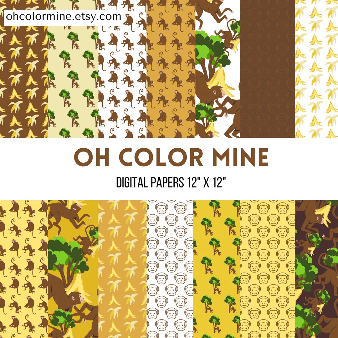 Monkeys Digital Paper Pack, Scrapbook Papers, Monkeys Wallpaper ...
