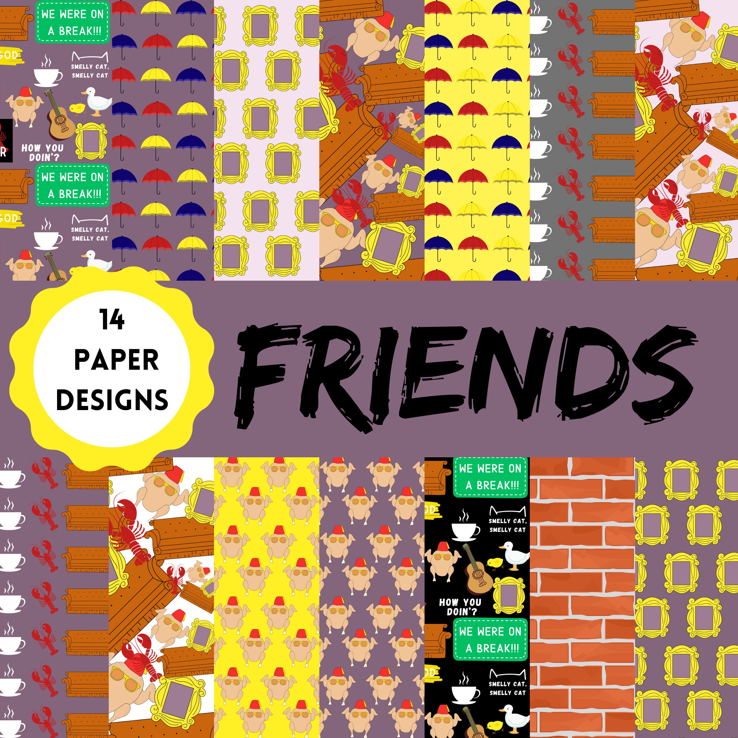 Friends Digital Paper Friends Sitcom 90's TV Show - Etsy