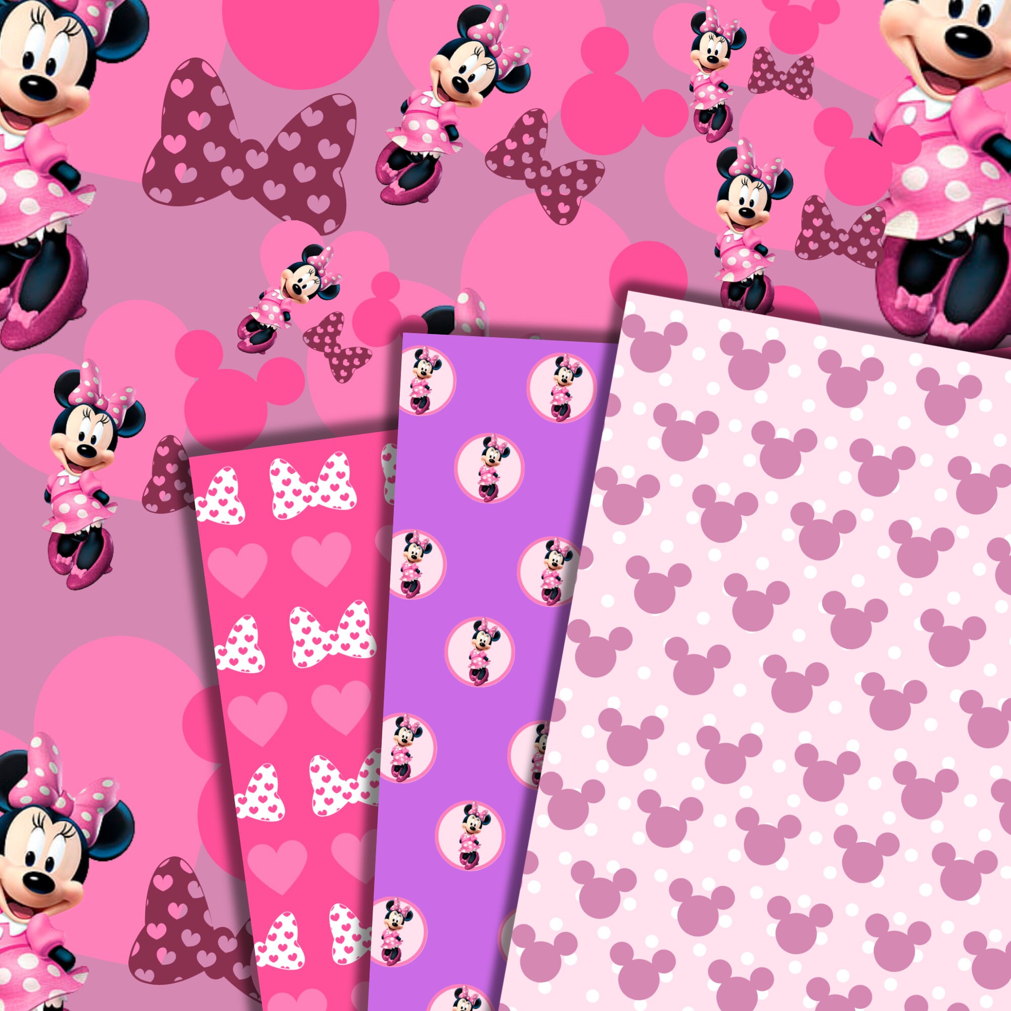 Minnie Mouse Digital Paper Pack, Scrapbook Papers, Minnie Wallpaper ...