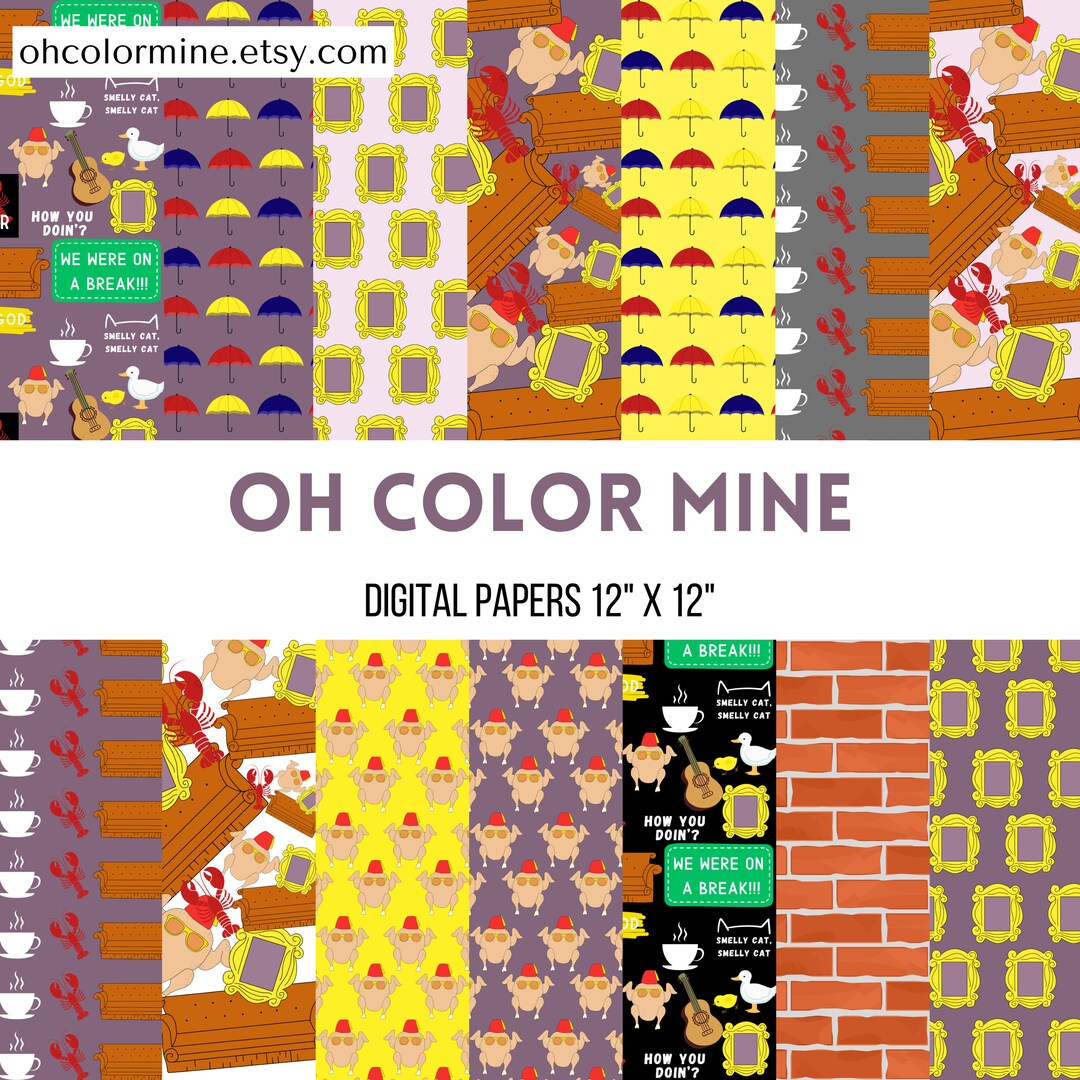 Friends Digital Paper, Friends Sitcom, 90's TV Show Patterns, Scrapbook ...