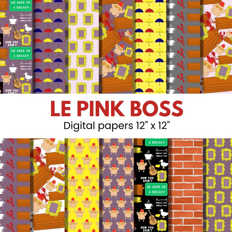 Friends Digital Paper, Friends Sitcom, 90's TV Show Patterns, Scrapbook ...