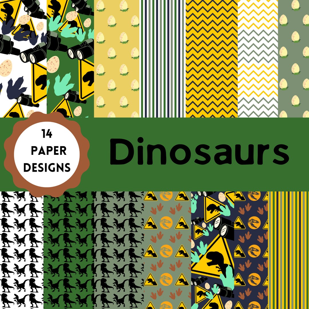 Dinosaurs Digital Paper Pack Scrapbook Papers Dinosaurs - Etsy
