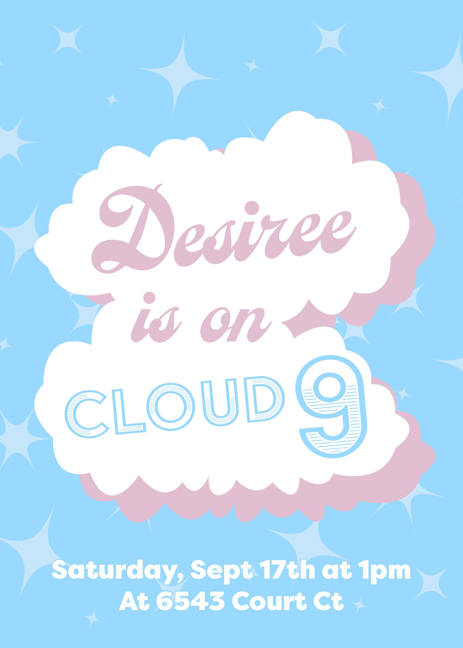 CLOUD 9 Birthday Invitation // 9th Birthday Party Theme // Digital ...