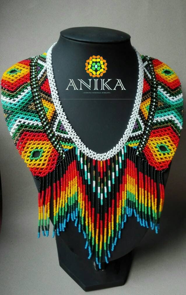 Beaded pectoral necklace by Embera natives | Etsy