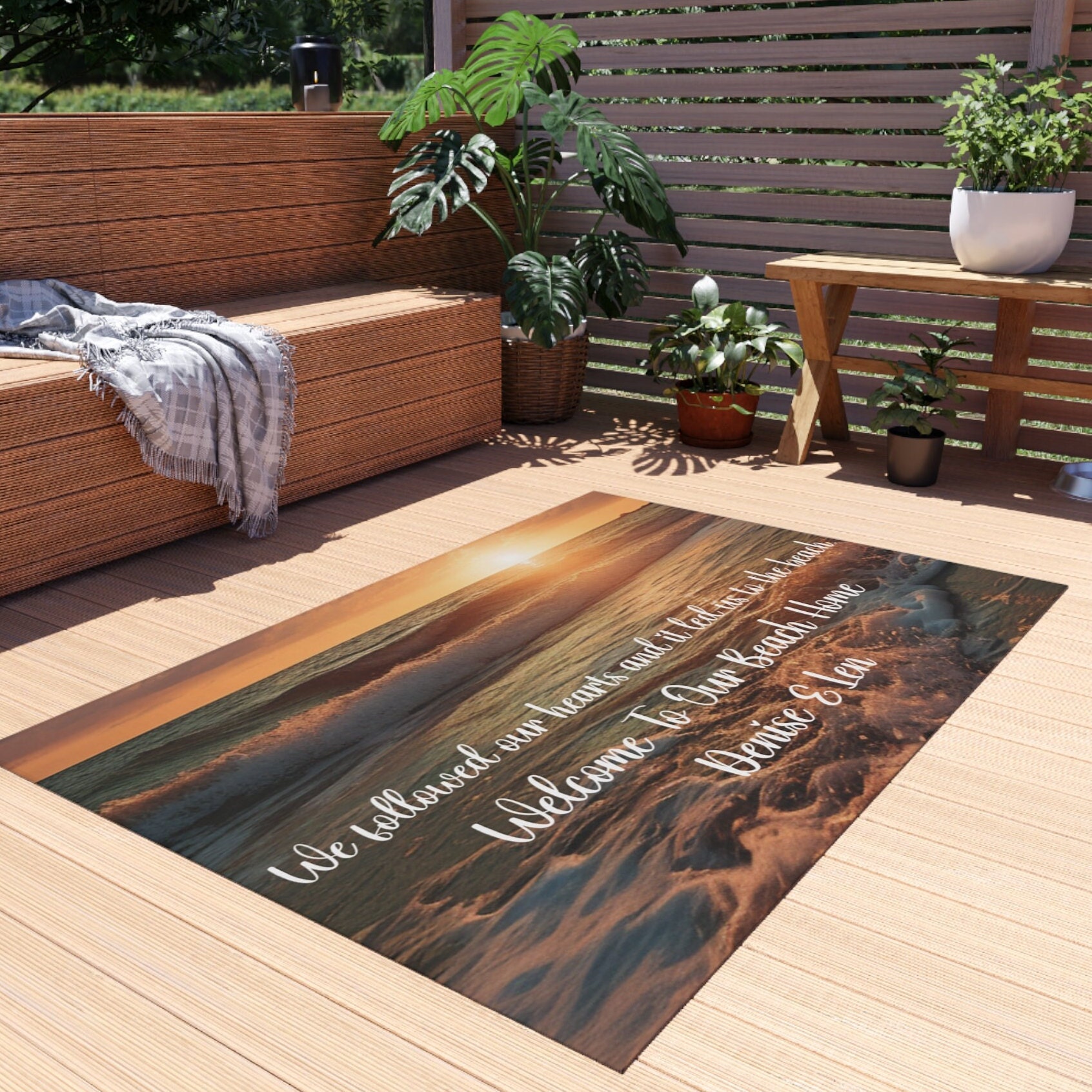 Custom Beach House Outdoor Rug Set Personalized With Your Name Free ...