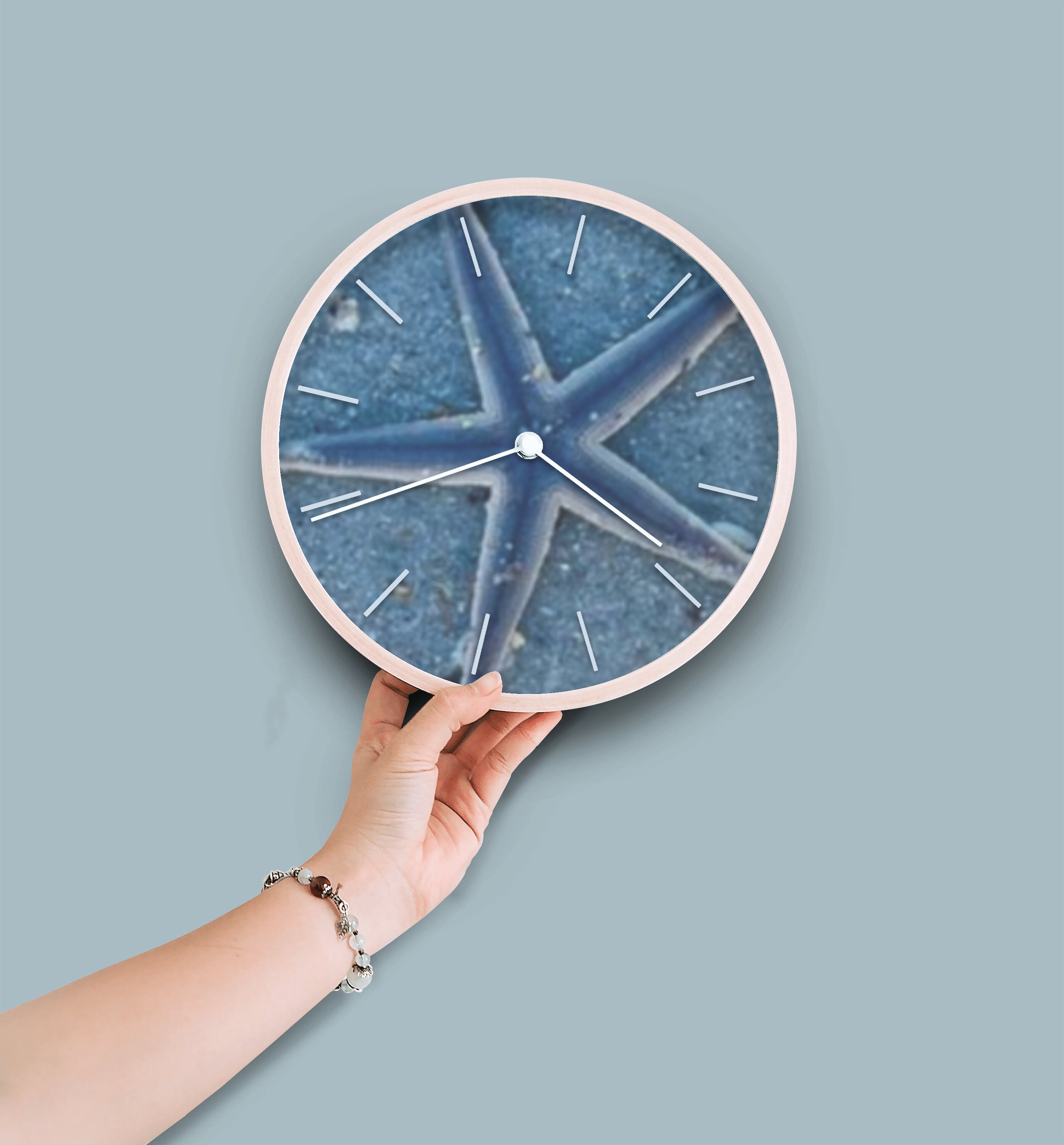 Coastal Clock, Nautical Blue Starfish Beach House Clock, Beach Home ...