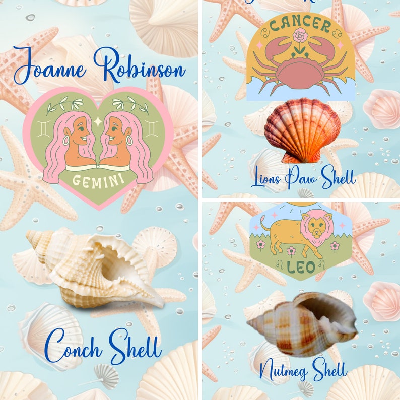 Personalized Birth Seashell Necklace: Astrological Symbol, Birth Stone ...