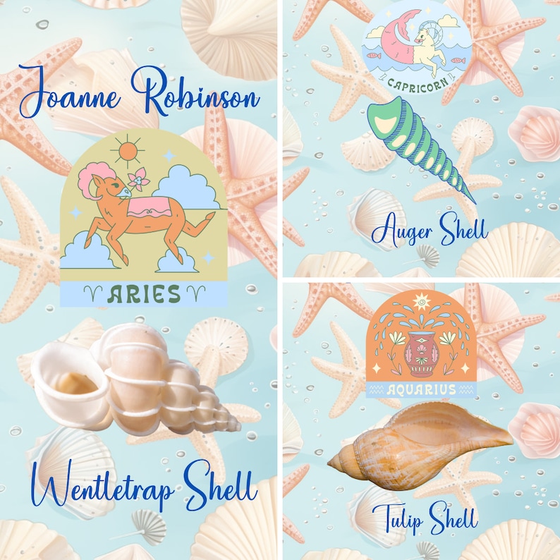 Personalized Birth Seashell Necklace: Astrological Symbol, Birth Stone ...