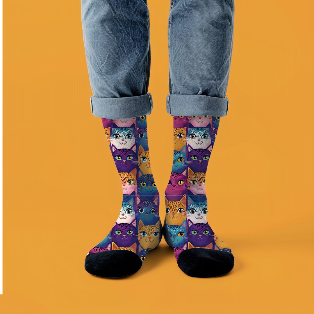 Cat Lover Sublimation Socks, Funny Cat Print Socks, Cute Kitten ...