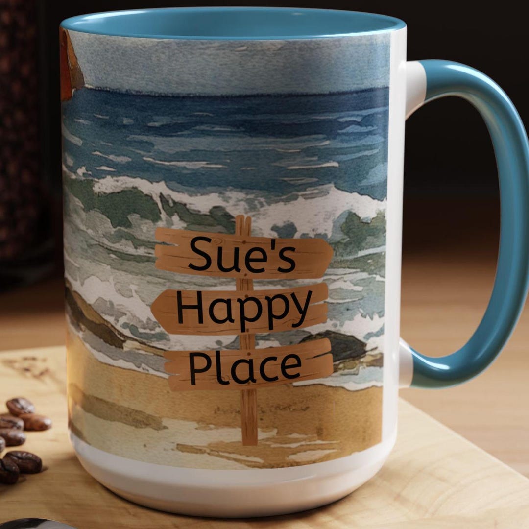 Personalized Beach Bum Mug, Custom Name Coffee Cup, Tropical Vacation ...