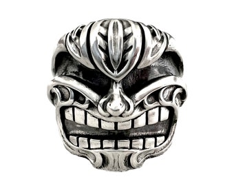 Vintage Sterling Silver and Jade Tiki Cameo Ring, Size 7 SR-089 - Etsy