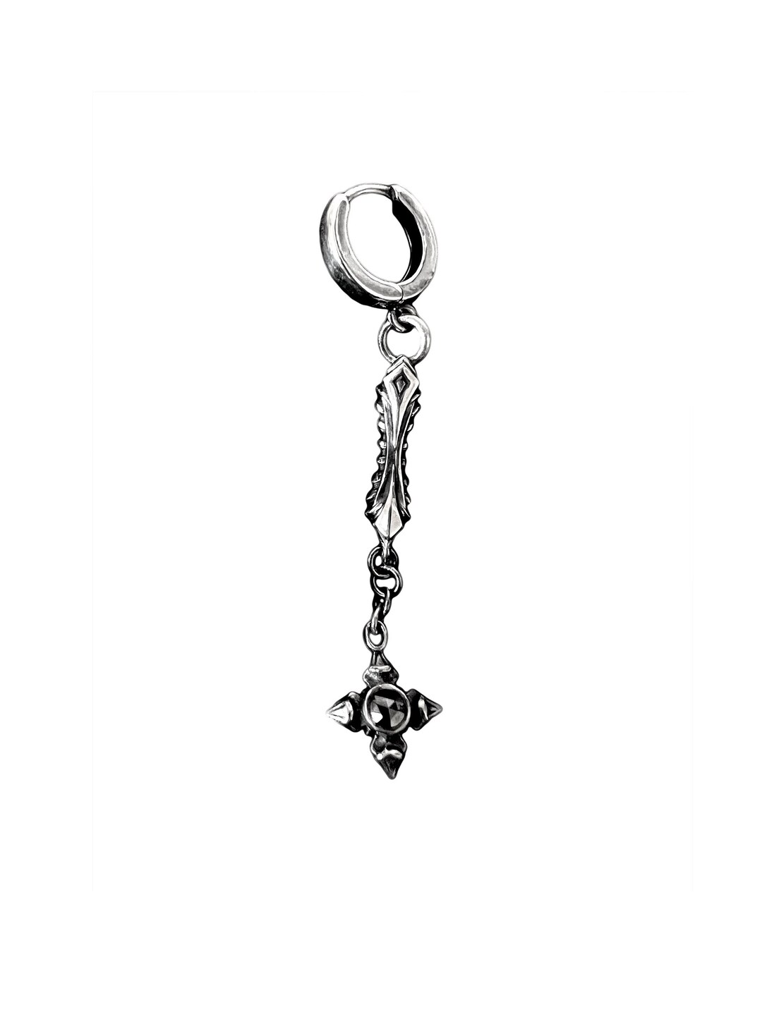 Hades Flail: Single Diamond Earring With Two Black Spinels or Diamonds ...