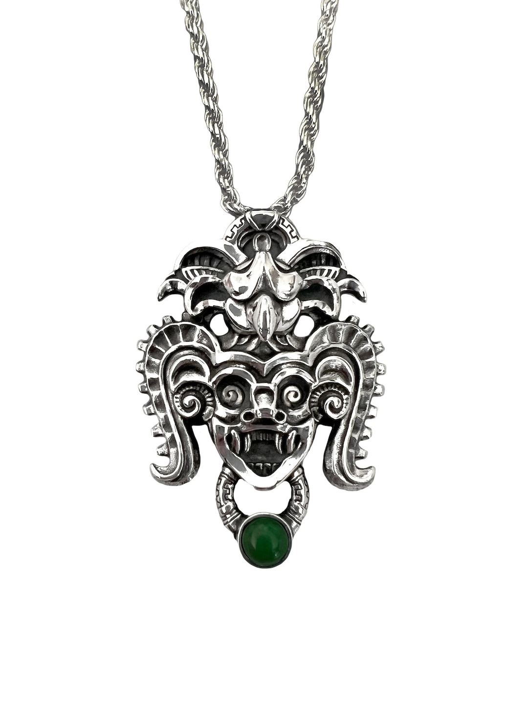 Ancient Jungle Demon: Handcrafted Sterling Silver Necklace Set With Two ...