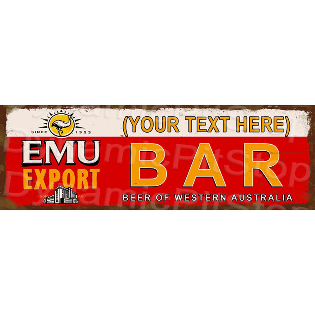 Custom Emu Export Rustic Tin Sign: Bar Decor, Australian Made - Etsy