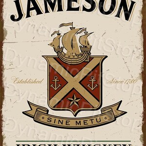 Jameson Whiskey Alcohol Bar Rustic Tin Metal Sign for Him Mancave ...