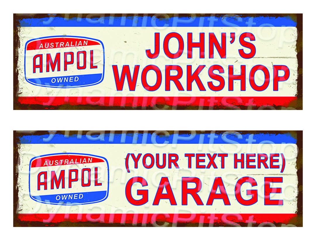 Custom Ampol Garage /father's Day Gift/rustic Tin Metal Sign ...