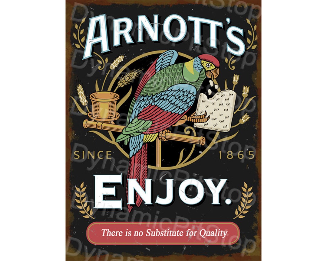 Arnotts Biscuits Advert Rustic Tin Metal Sign Vintage Retro Diner ...