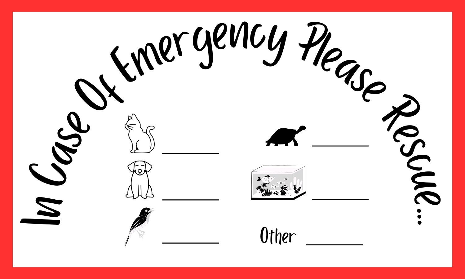 Keep Your Pets Safe With Printable Emergency Contact Card | Instant ...