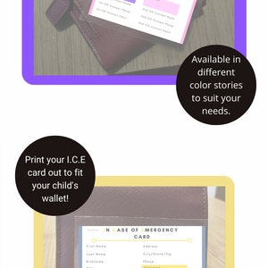 Printable Backpack Wallet ICE Cards | in Case of Emergency Contact ...