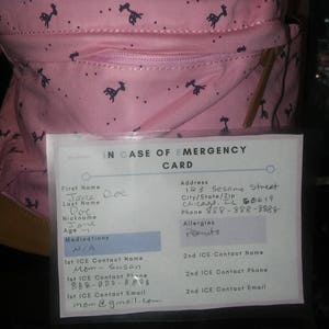 Kids Emergency Info Card | Backpack Safety Card | Editable | Instant ...