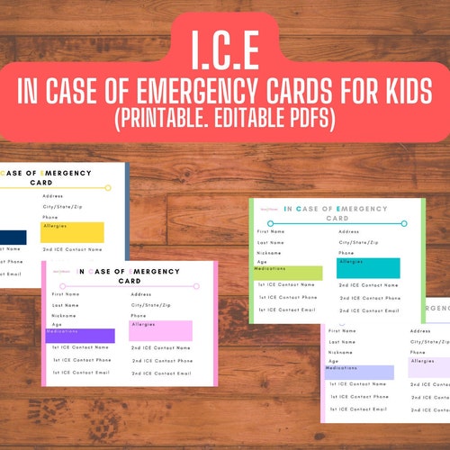 Kids Emergency Backpack Card - Etsy