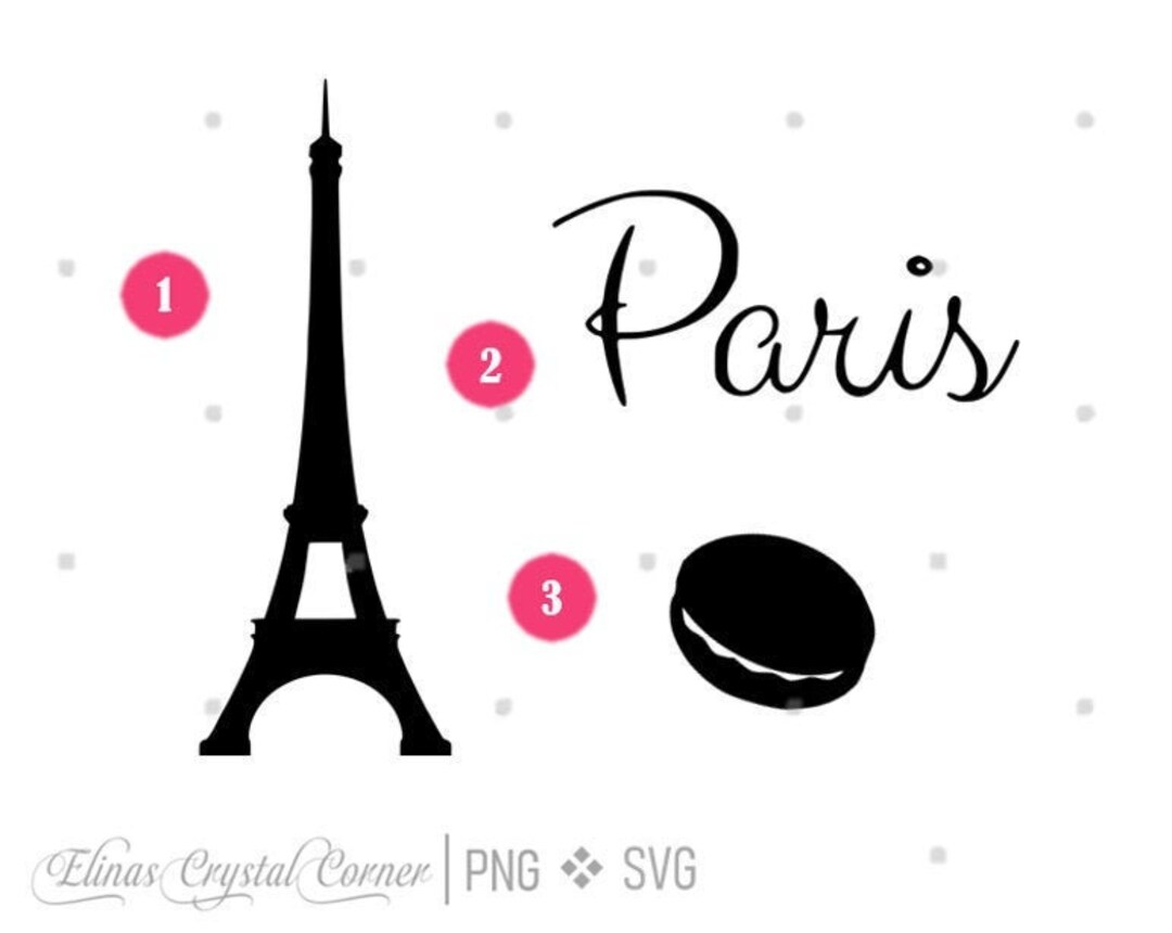 Paris Bundle Eiffel Tower, Paris Cursive Text, Macaron SVG, PNG File - Etsy