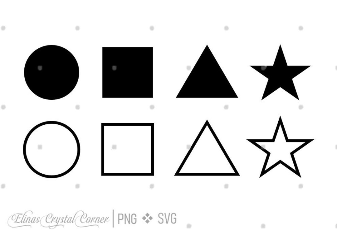 Shapes Bundle Circle Square Triangle Star Filled and Outlined SVG, PNG ...