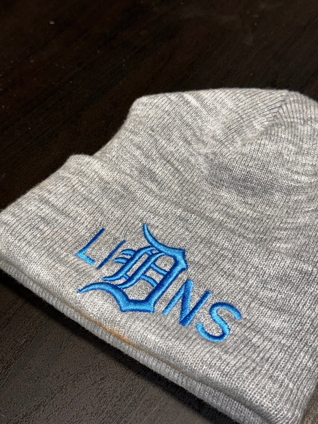 3D Detroit Lions Old English D Embroidered Beanie | Detroit Pride ...