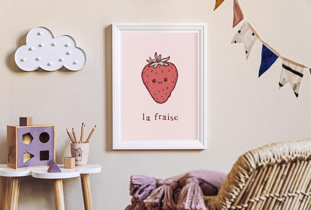 Cute Strawberry Print | PRINTABLE Strawberry Wall Art, Girly Wall Art ...