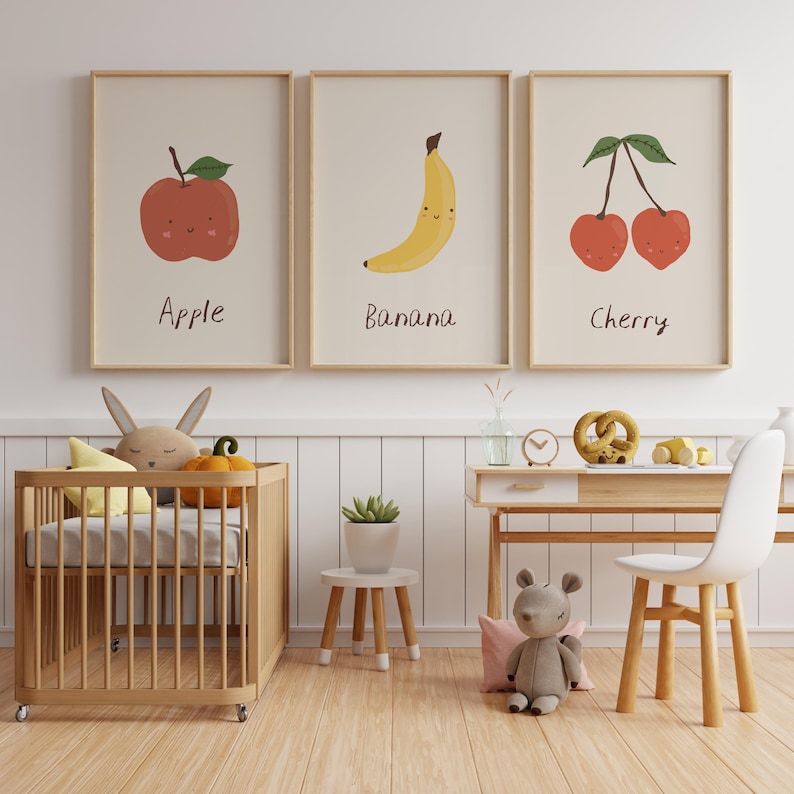 Educational ABC Set of 3 Poster, Printable Nursery Wall Art Decor ...
