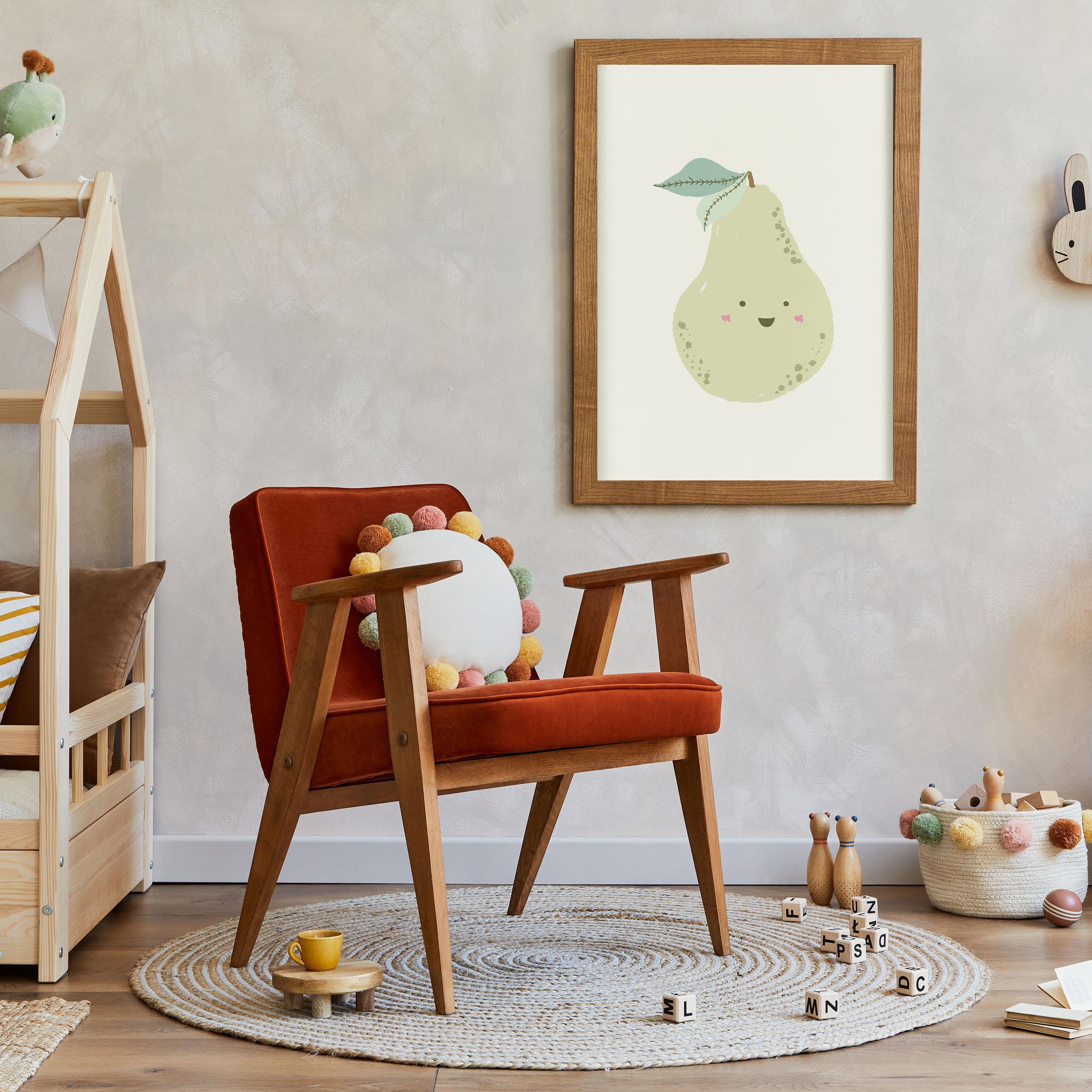 Cute Pear Nursery Printable, Kids Fruit Digital Download, Happy Kawaii ...