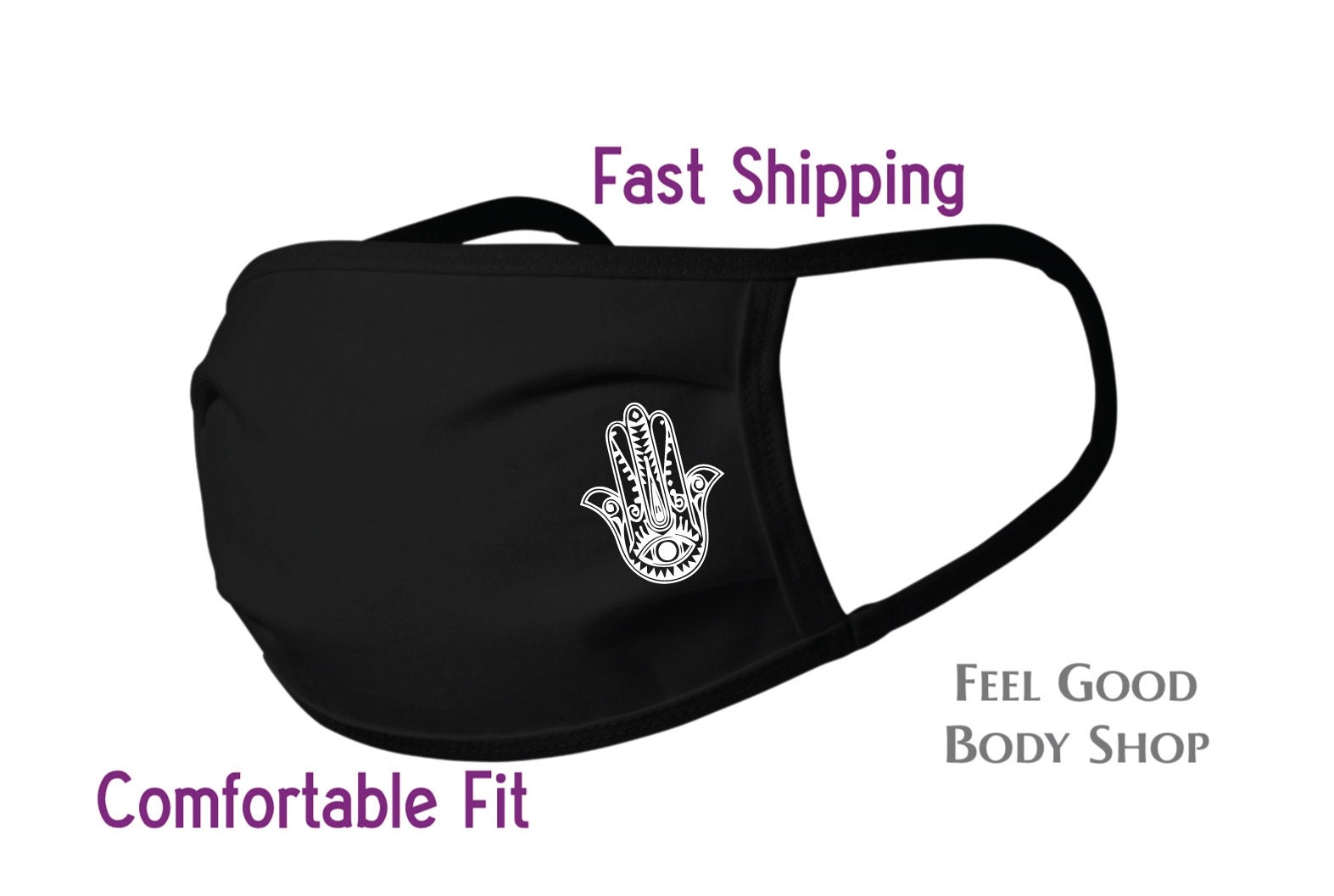 Hamsa Face Mask Yoga Face Mask Namaste Face Mask Black - Etsy