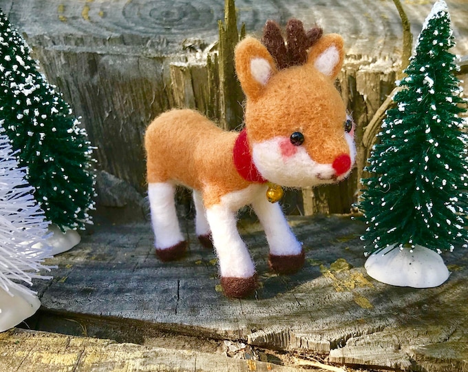 Needle Felt Reindeer-christmas-handmade Felt Soft Sculpture-ooak Felted ...