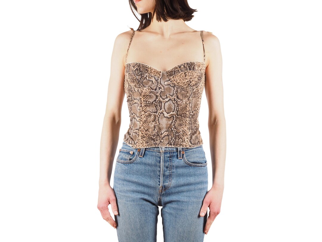 Dolce & Gabbana Snakeskin Bustier Corset Top Vintage Women’s Print Silk ...