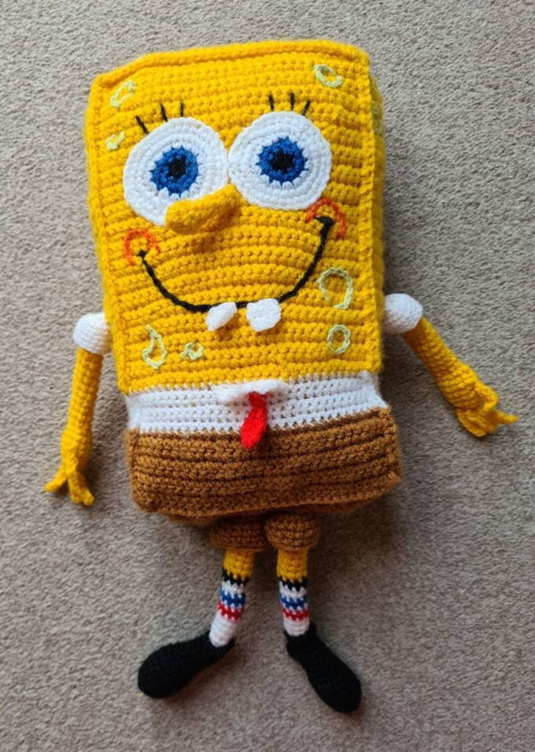 Spongebob Squarepants Soft Toy, Hand Made Toy, Spongebob Crochet ...