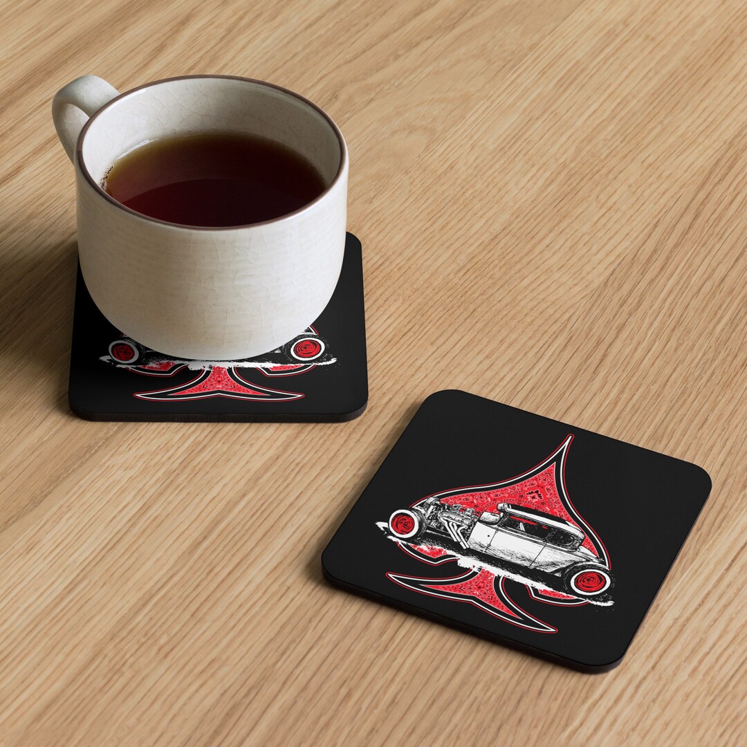 Hot Rod Spade Cork-back Coaster - Etsy