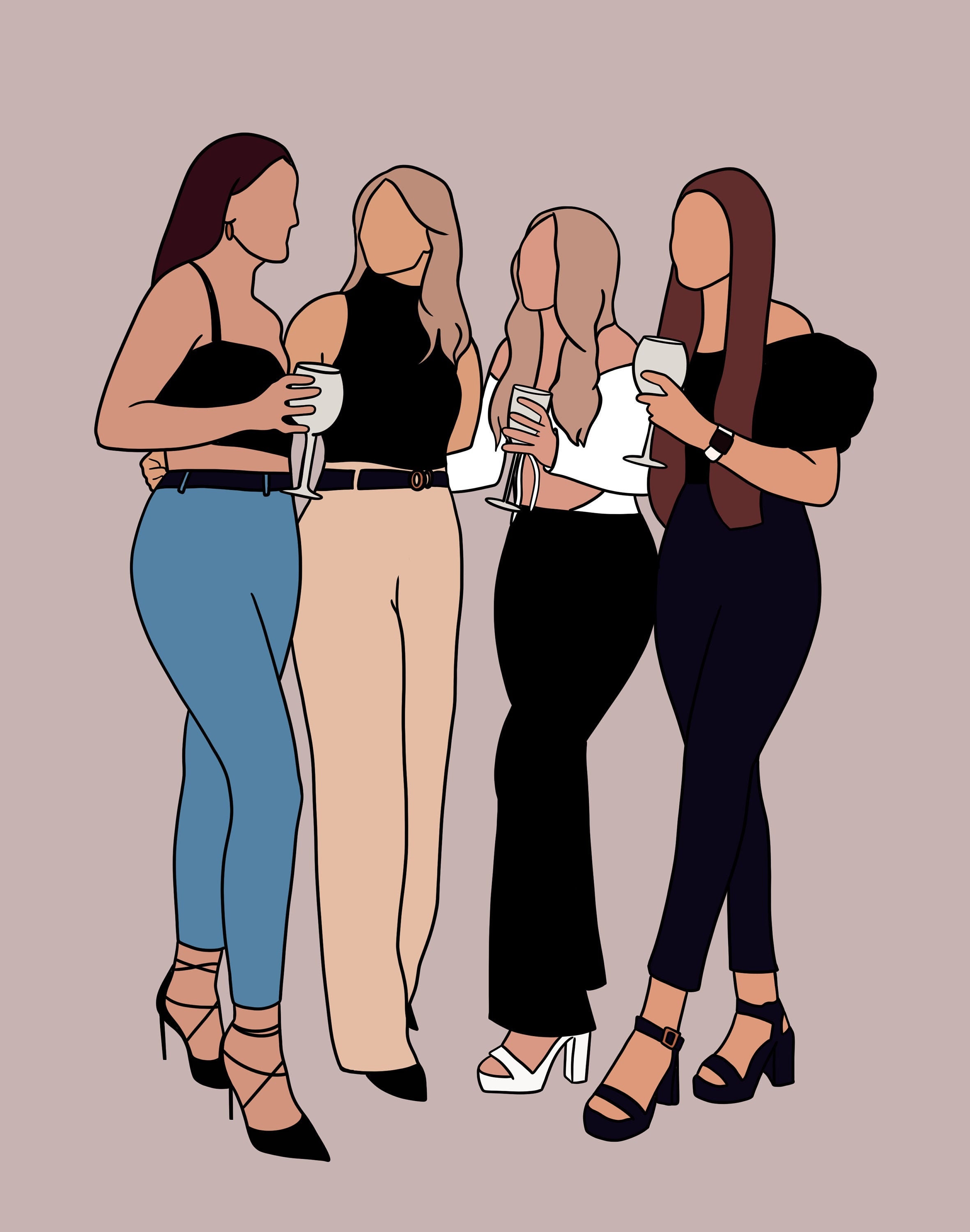 Faceless Portrait Custom Illustration Couple Portrait - Etsy UK