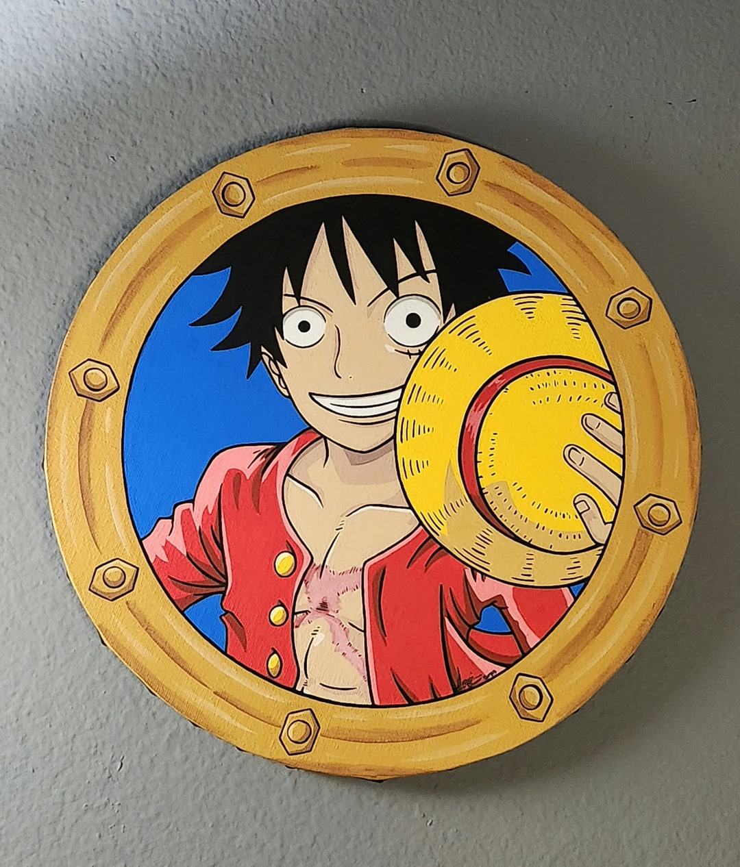 Hand Painted Round Anime Canvas - Etsy