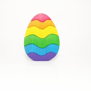 Wooden Stacking Egg, Rainbow Stacker, Easter Wooden Toy, Easter Gift ...