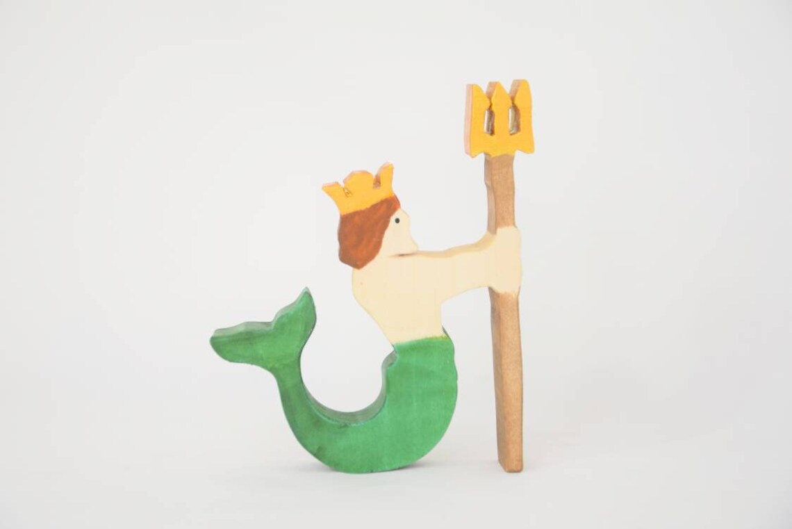 Merman Wooden Toy Poseidon Wooden Toy Waldorf People - Etsy